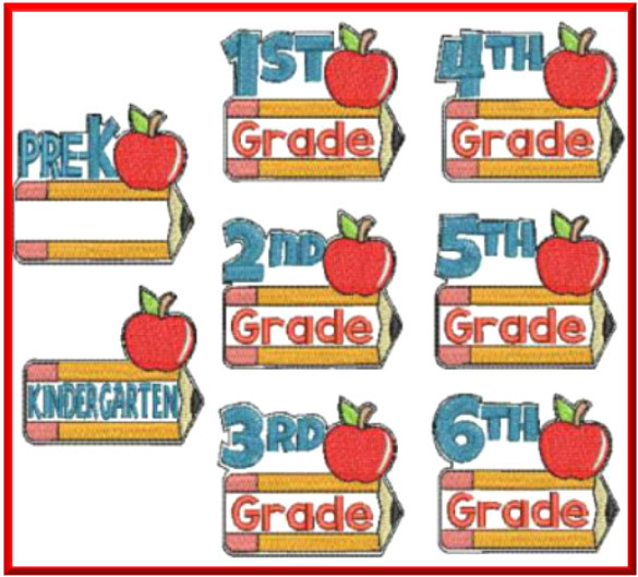 In The hoop School Grade Tags Embroidery Machine Design Set - Newfound ...
