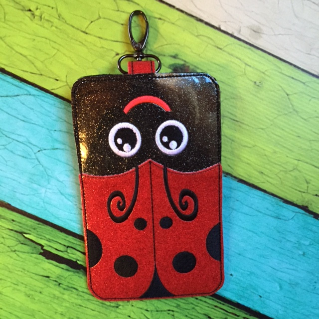 In the Hoop Lady Bug Phone Case Embroidery Machine Design