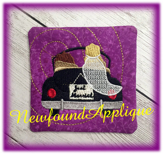 In The Hoop Wedding Bride And Groom Coasters Embroidery Machine Design ...