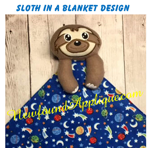 Sloth In A Blanket Embroidery/Sewing Machine Design