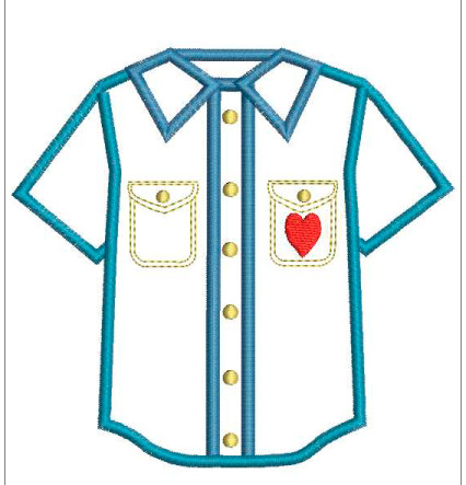 Shirt Applique With Heart Embroidery Machine Design Applique