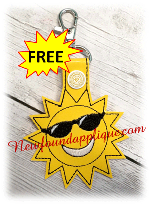 Smiling Sun Key Fob Embroidery Design - NFA