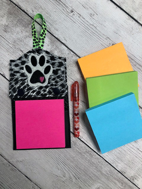 Paw Print Sticky Note Holder Embroidery Design | In The Hoop