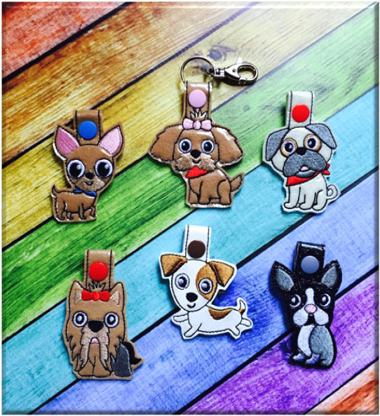 In The Hoop Toy Dog Snap Key Fob Embroidry Machine Design Set ...