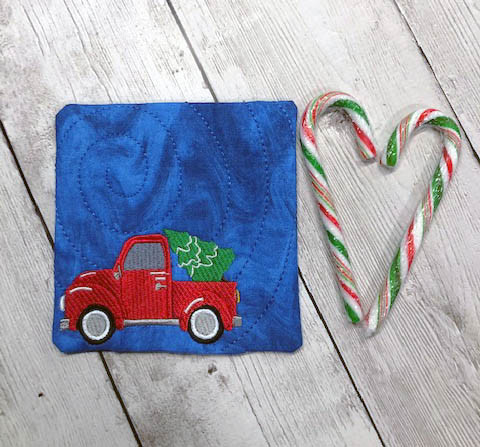 Swirly Christmas Coaster Embroidery Machine Design