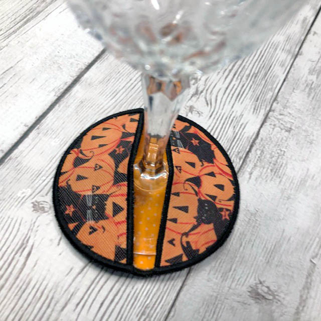 Wine Glass Stem Coaster Embroidery Machine Design