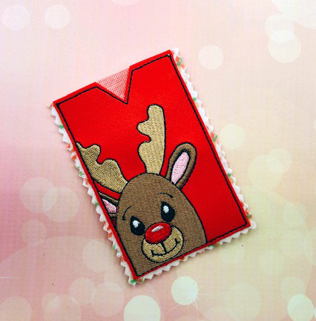 In The Hoop Happy Reindeer Gift Card Holder Embroidery Machine design ...