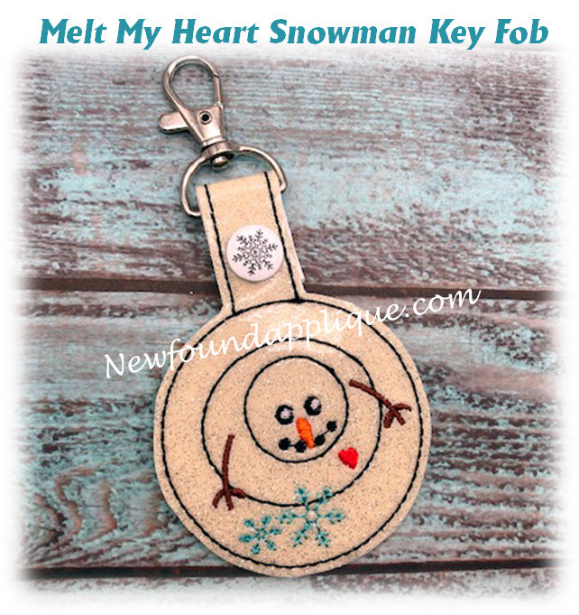 Melt My Heart Snowman Coaster Embroidery Machine Design