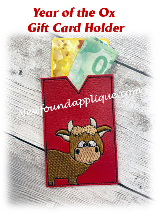 In The Hoop Bull Ox Gift Card Holder Embroidery Machine Design ...