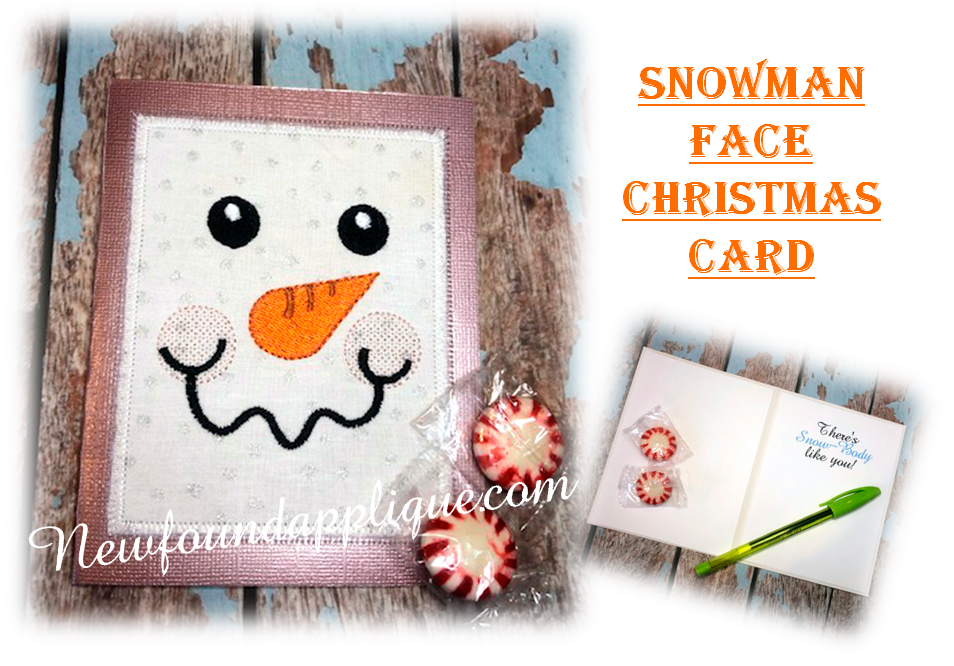 Snowman Face Christmas Card Embroidery Machine Design
