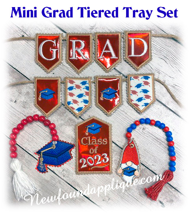 ITH Grad Tiered Tray Embroidery Machine Design Set - Newfound Applique