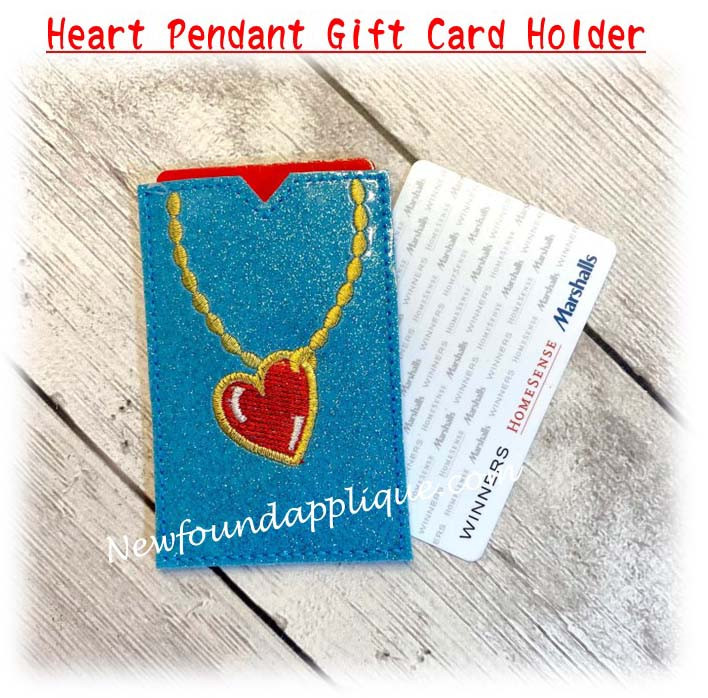 Heart Pendant Gift Card Holder Embroidery Design