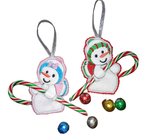 Snowman Candy Cane Holder Ornament Design Set - Newfound Applique