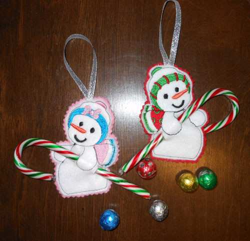 Snowman Candy Cane Holder Ornament Design Set