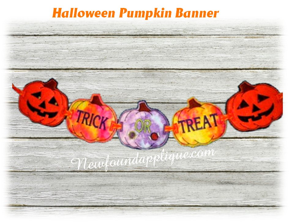 Halloween Pumpkin Banner Embroidery Machine Design
