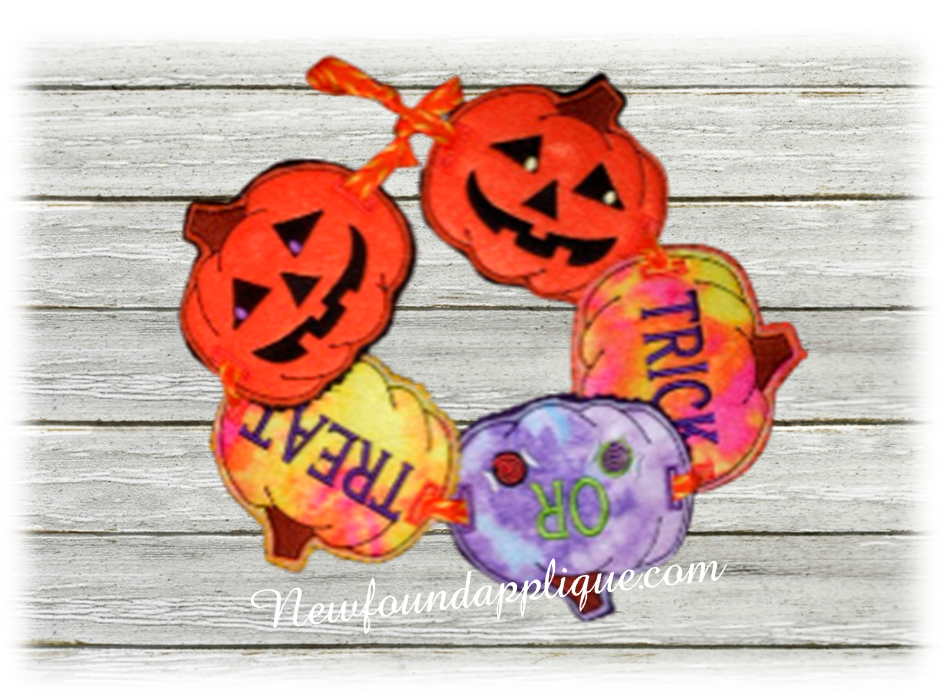 Halloween Pumpkin Banner Embroidery Machine Design