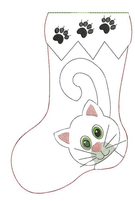 Cat Stocking 3 Design Embroidery Machine