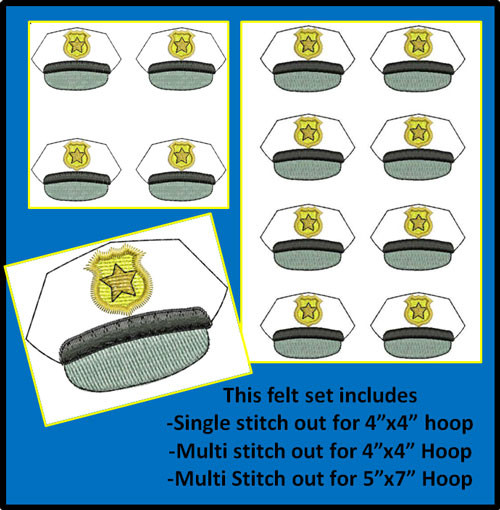 In the Hoop Police Hat Felt Pc Embroidery Machine Design - Newfound ...