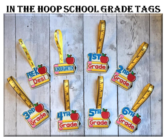 In The hoop School Grade Tags Embroidery Machine Design Set