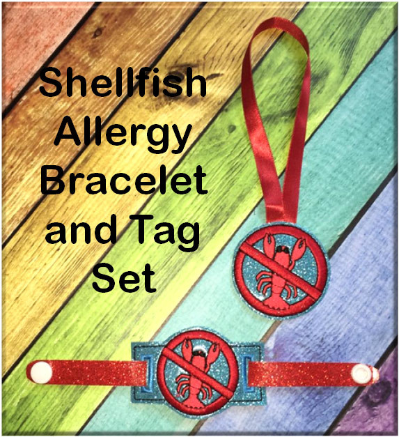 In The Hoop Shellfish Allergy Tag & Bracelet Embroidery Machine Design ...