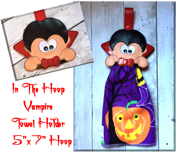 In The Hoop Vampire Towel Holder Embroidery Machine Design - Newfound ...