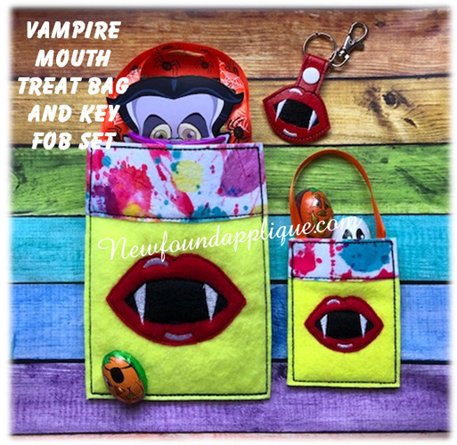 In The Hoop Vampire Mouth Treat Bag And Key Fob Embroidery Machine ...