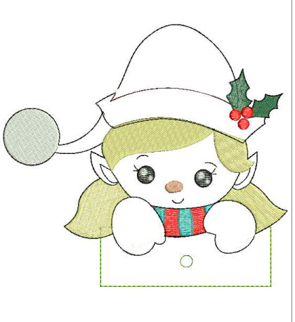 I The Hoop Girl Elf Peeker Snap Tray Embroidery Machine Design ...