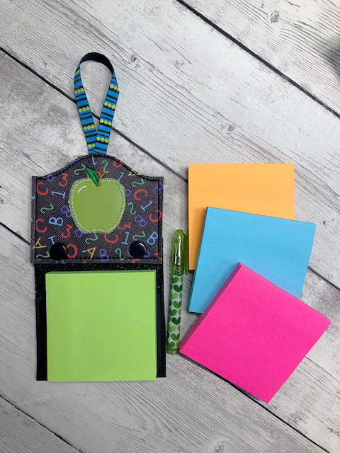 In The Hoop Apple Sticky Note Holder - Embroidery Design