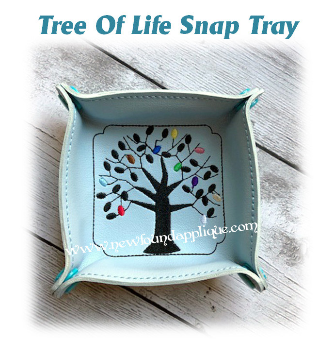 In The Hoop Tree of Life Snap Tray Embroidery Machine Design
