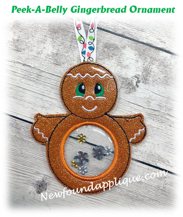 Peek A Belly Gingerbread Ornament Embroidery Machine Design