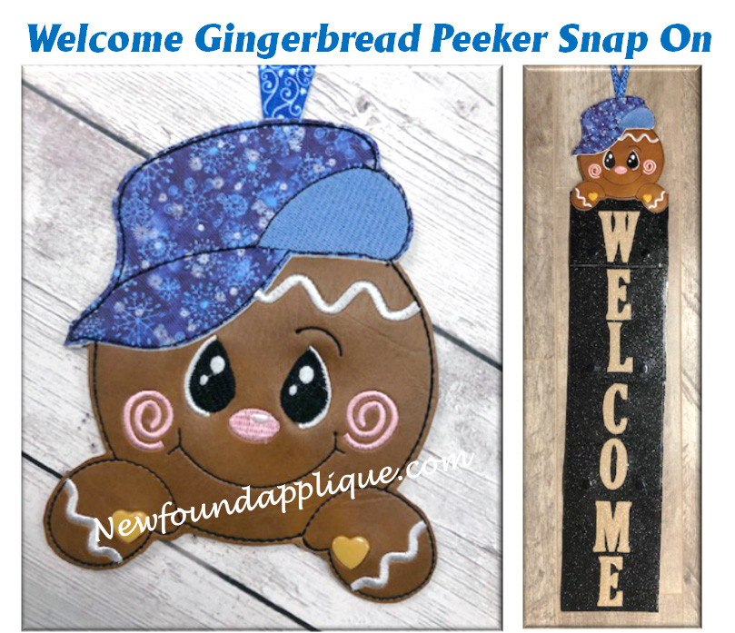 In The Hoop Gingerbread Peeking Snap On Embroidery Machine Design ...