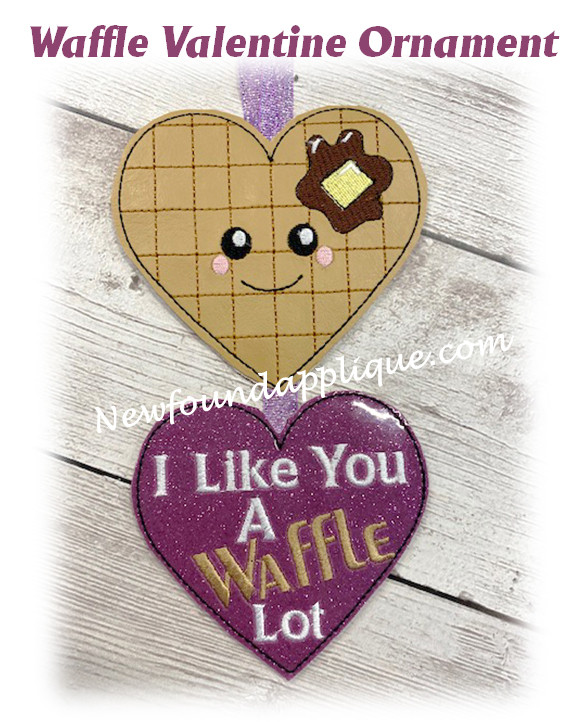 In The Hoop Waffle Valentine Ornament Embroidery Design | Newfound