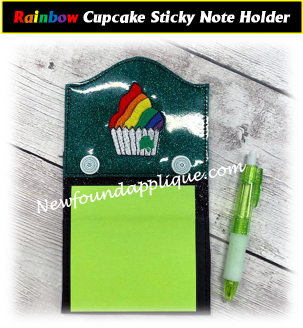 In The Hoop Rainbow Cupcake Sticky Note Holder Embroidery Machine ...