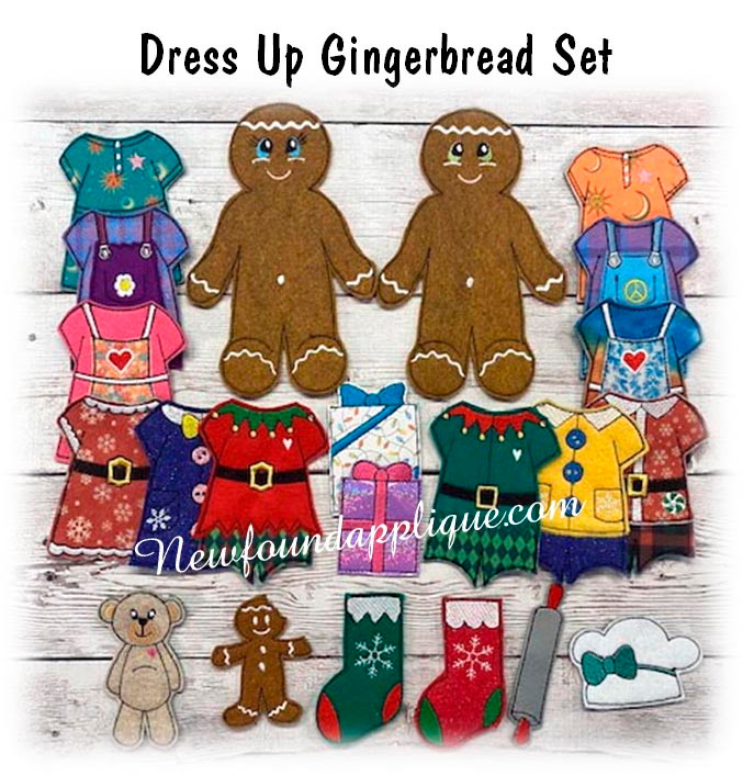 In The Hoop Gingerbread Dress Up Embroidery Design Set