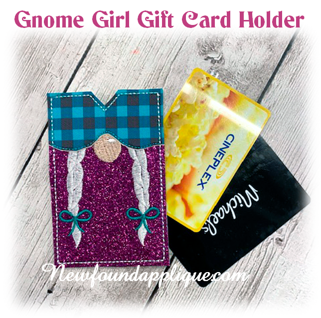 In The Hoop Girl Gnome Gift Card Holder Embroidery Machine Design ...