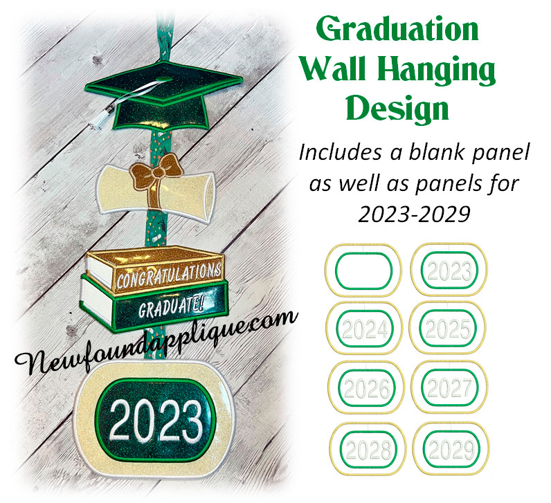 In The Hoop Graduation Wall Hanging Embroidery Machine Design Set ...