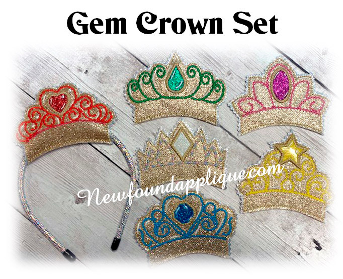 In The Hoop Gem Crown Embroidery Machine Design Set - Newfound Applique