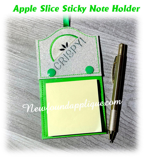 Apple Slice Sticky Note Holder Embroidery Machine Design