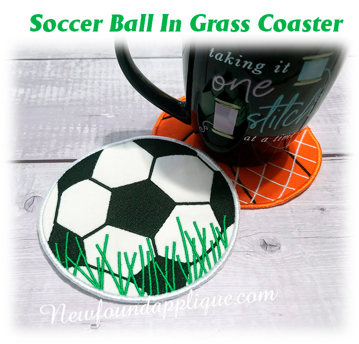 In The Hoop Soccer Ball w Grass Coaster Embroidery Machine Design ...