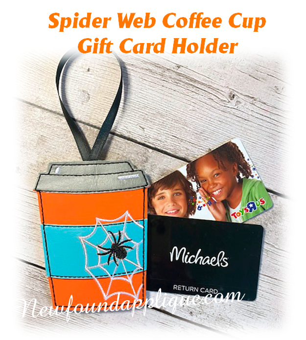 In The Hoop Spider Web Coffee Cup Gift Card Holder Embroidery Machine ...