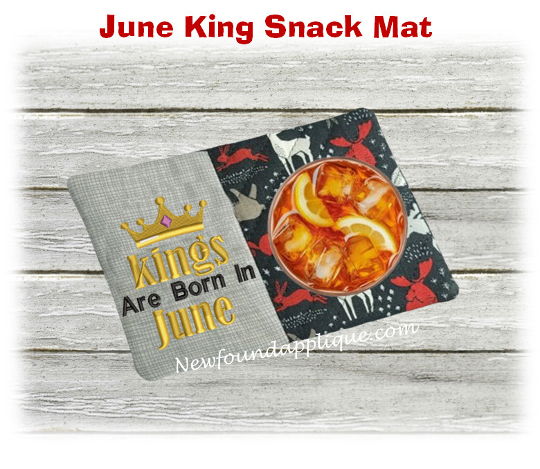 In The Hoop June King Snack Mat Embroidery Machine Design