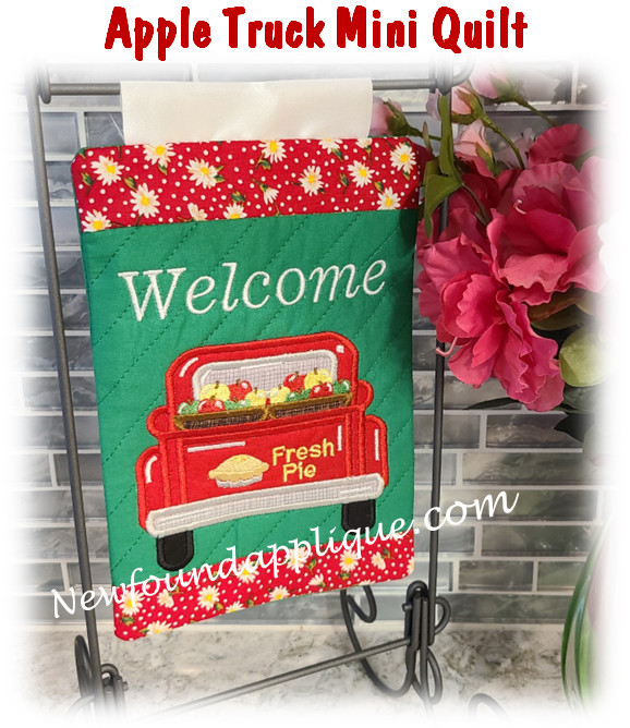 In The Hoop Apple Truck Mini Quilt Embroidery Machine Design