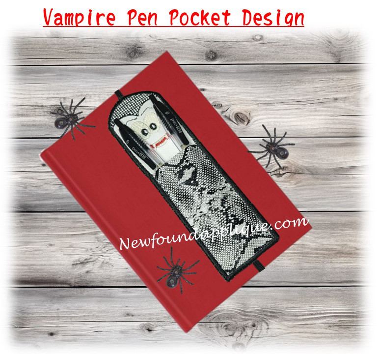 ITH Vampire Pen Pocket Book Mark Embroidery Machine Design