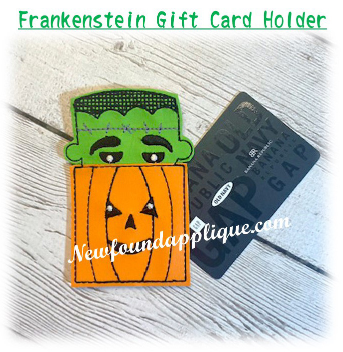 ITH Peek Frankenstein Gift Card Holder Embroidery Design