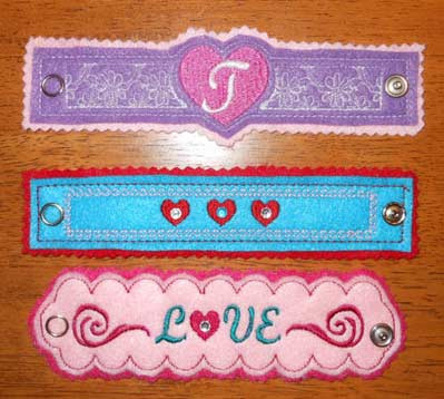 In The Hoop Valentine Wrist Band Embroidery Machine Design Set ...