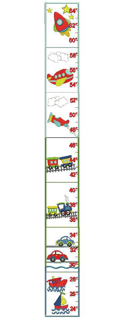 Transportation Growth Chart Embroidery Design