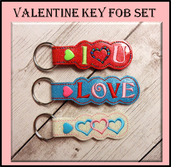 In The Hoop Valentine Key Fob Embroidery Machine Design Set - Newfound ...