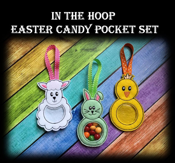 Easter Bunny Candy Pocket Embroidery Machine Design