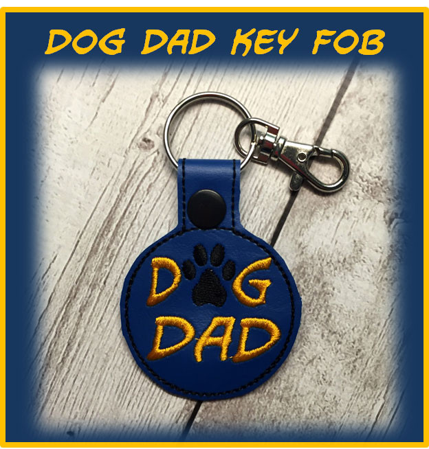 In The Hoop Dog Mom Snap Tab Key Fob Embroidery Design