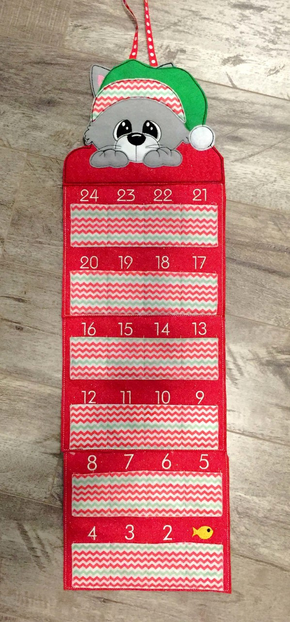 In The Hoop Advent Cat Calendar Embroidery Machine Design - Newfound ...